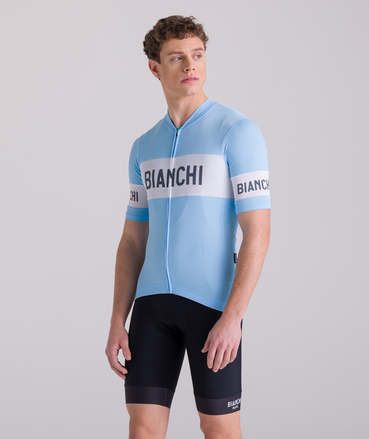 Bianchi RETRO JERSEY Short Sleeve MAN (Light Blue) - Ciclobottega Bikeshop